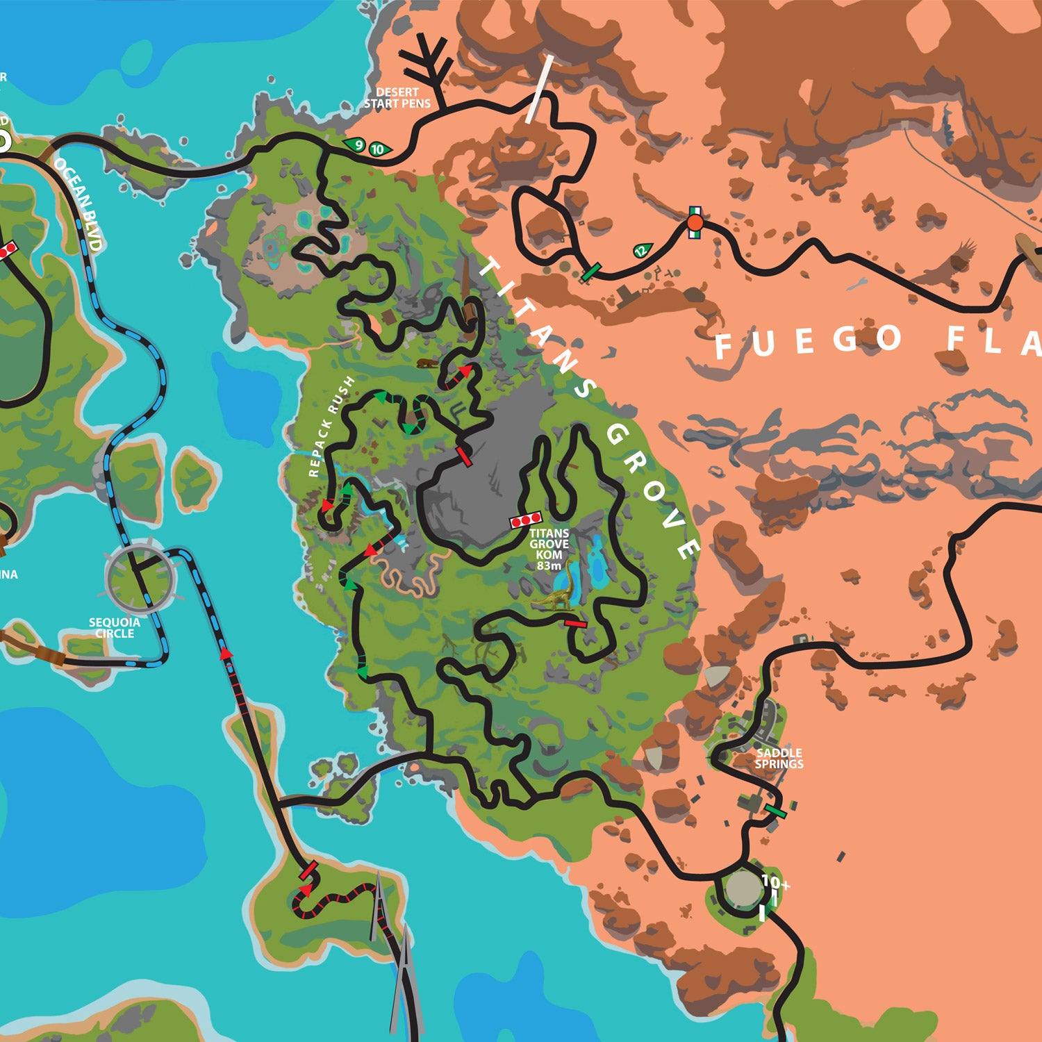 Watopia Map Poster (24x36") – Zwift Insider