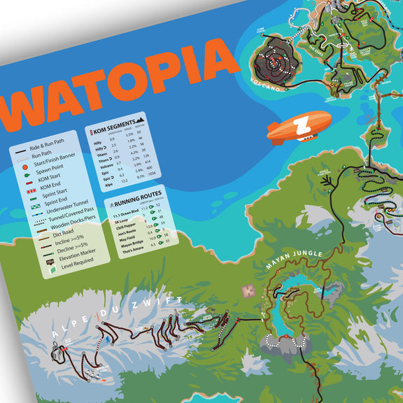Watopia Map Poster (24x36") – Zwift Insider