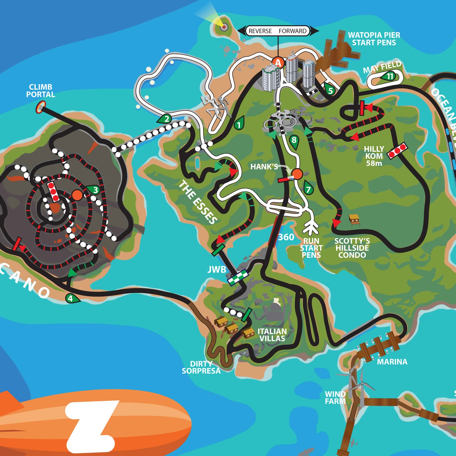 PRE-ORDER Watopia Map Poster (24x36") – Zwift Insider